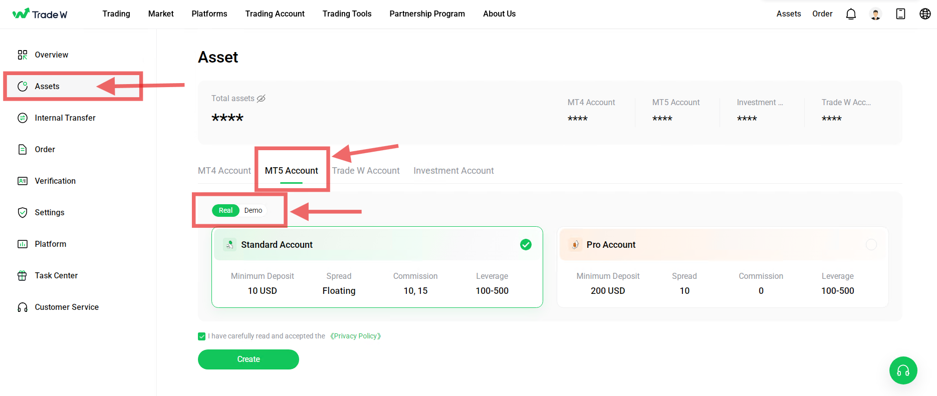 Guidelines on MT5 Account Registration – Help center